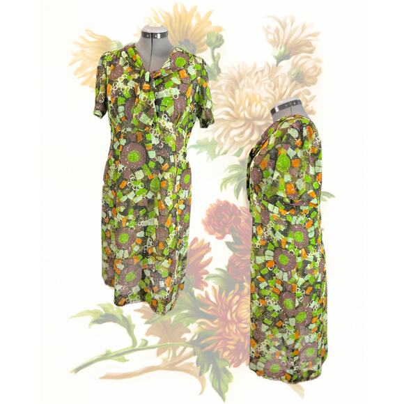 Vintage | Dresses | Vintage Volup Sheer Jabot Neck Funky 95s Style Day ...